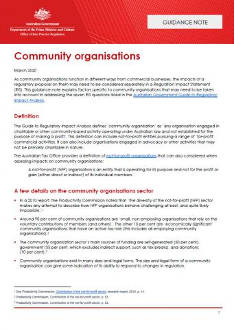 Impacts on Community Organisations | The Office of Impact Analysis