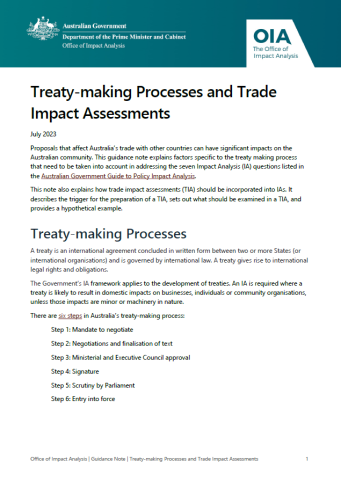 Treaty-making Processes and Trade Impact Assessments | The Office of ...